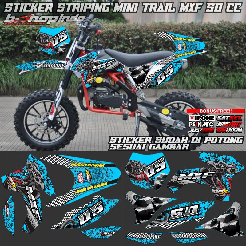 Jual Stiker Striping Motor Mini Trail MXF Variasi Gambar Warna Skay Blu ...