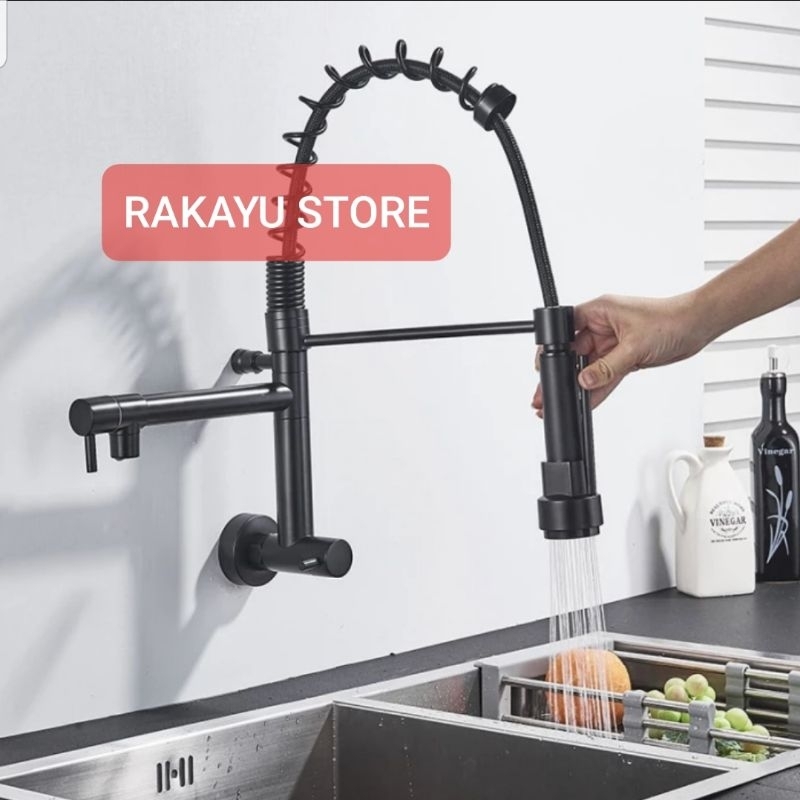 Jual KRAN KITCHEN SINK TARIK PLEXIBLE DINDING KRAN PANTRY TEMBOK HITAM ...