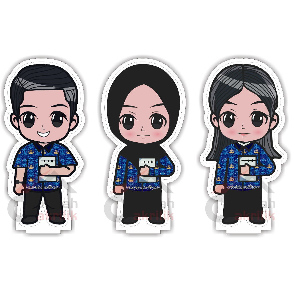 Jual Figur Animasi Guru PNS PPPK Terbaru BIRU/Korpri/PGRI/Selamat Hari ...