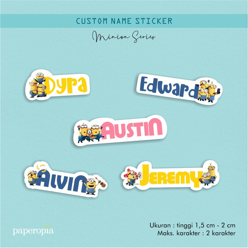 Jual sticker nama custom lucu stiker disney marvel minecraft label nama ...