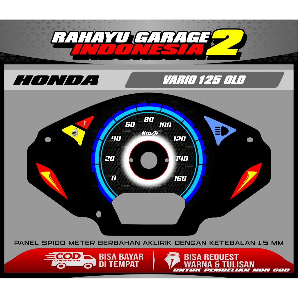 Jual papan speedometer custom vario 125 old panel spido meter custom ...