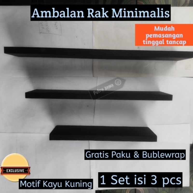 Jual Rak Ambalan Dinding Minimalis 1 Set Dapat 3 Rak Lebar 10cm ...