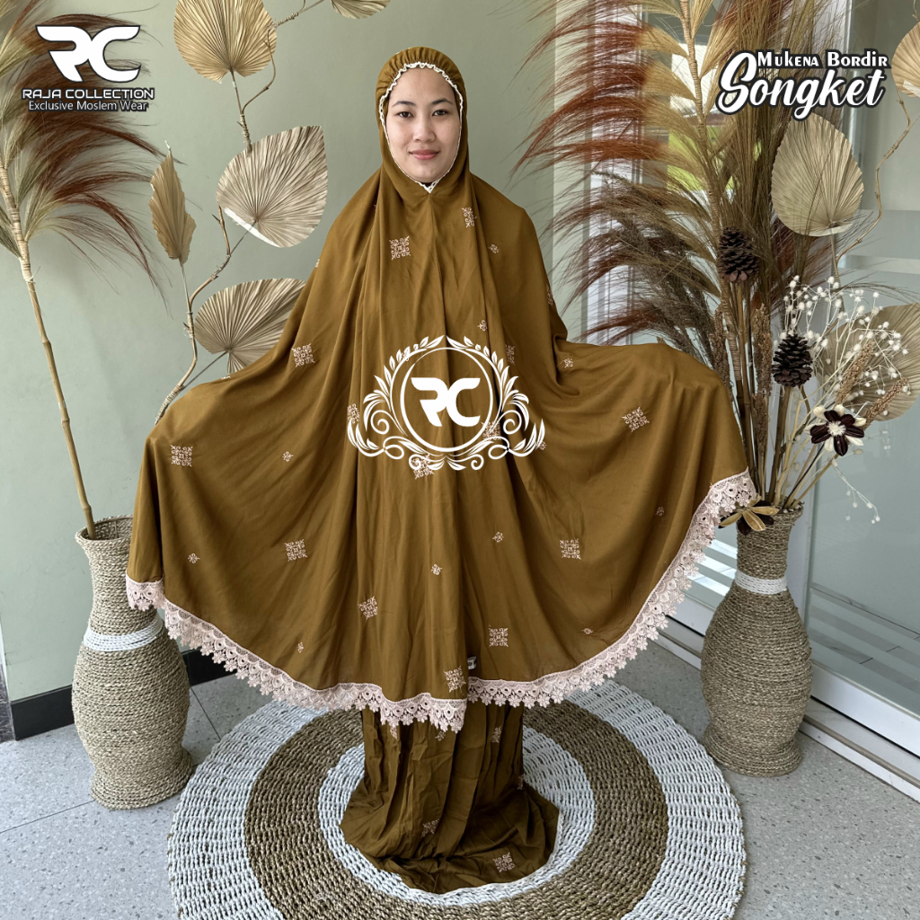 Jual Raja Collection459 - Mukena Dewasa Jumbo Rayon Bordir Songket ...