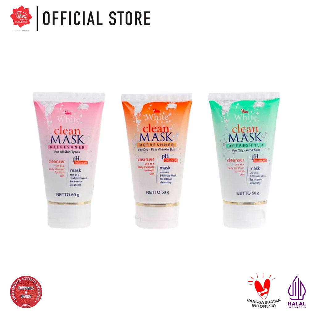 Jual Viva White Clean Mask Refreshner Face Cleanser / Masker 50gr ...