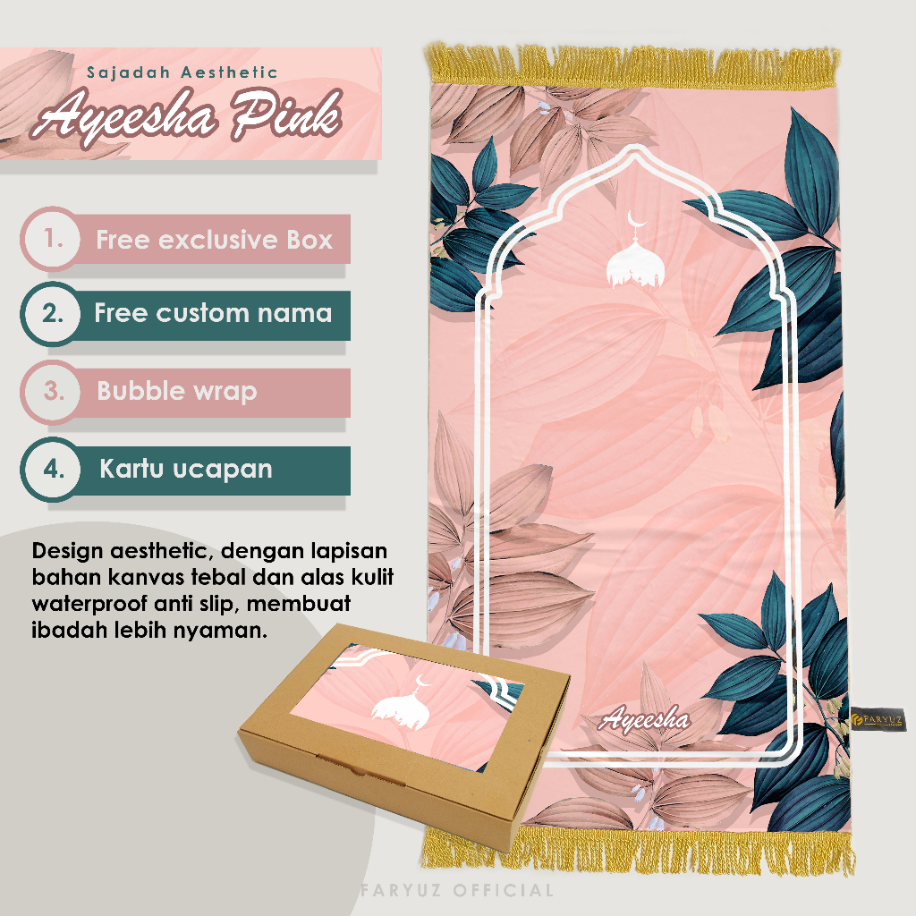 Jual Faryuz - Sajadah Ayeesha Pink Sajadah Aesthetic Kanvas Estetik ...