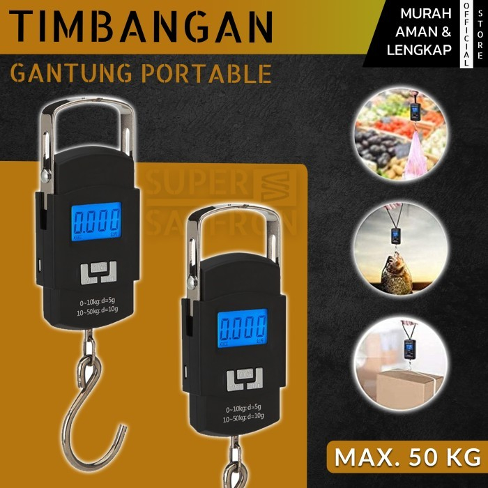 Jual Timbangan Gantung Digital 50KG / Timbangan Portable 50 kilo / Backlight Portable Electronic ...