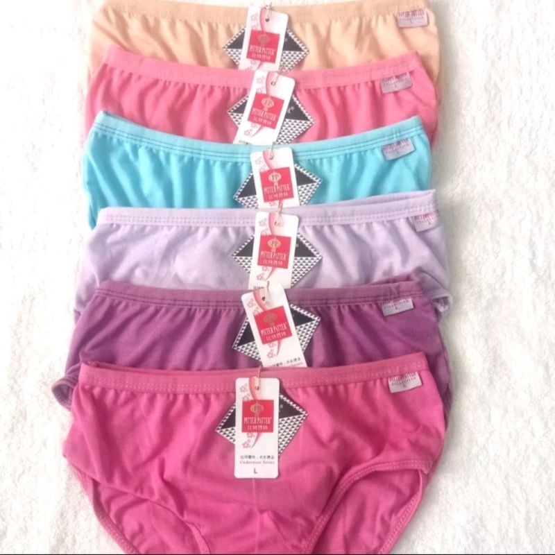 Jual {PROMO MURAH} 6 PCS CELANA DALAM WANITA DEWASA PITTERPATTER POLOS MULTIWARNA PREMIUM UNDIES ...