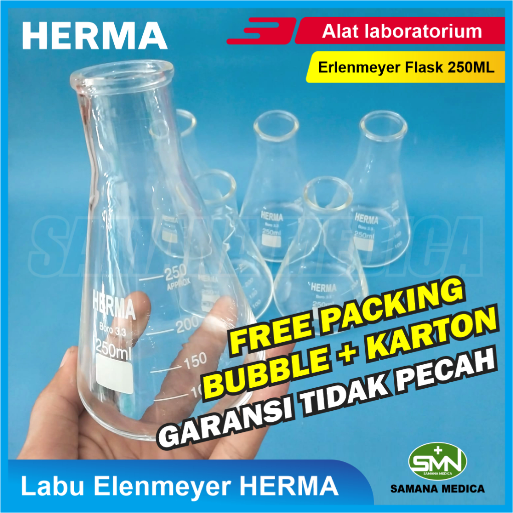 Jual Labu Elenmeyer 250ml / Erlenmeyer Flask 250ml HERMA - Alat ...