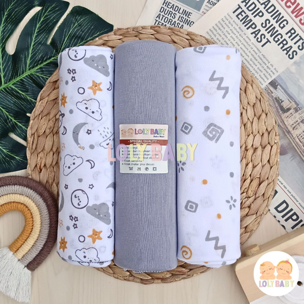 Jual 3 Pcs Bedong Bayi Baru Lahir Bahan Kaos 110 x 90 SERIAN ABU Merk ...