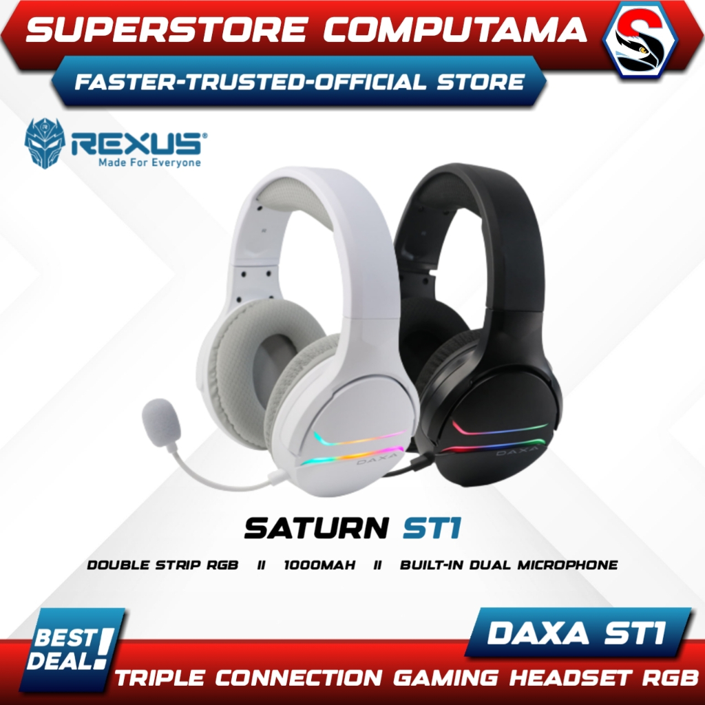 Jual Rexus Daxa Saturn ST1 - RGB Wireless Gaming Headset | Shopee Indonesia