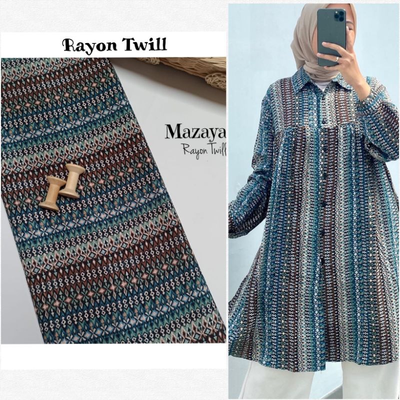 Jual (HARGA 0,5m) KAIN RAYON TWILL MOTIF BATIK ETNIK ETHNIC MAZAYA ...