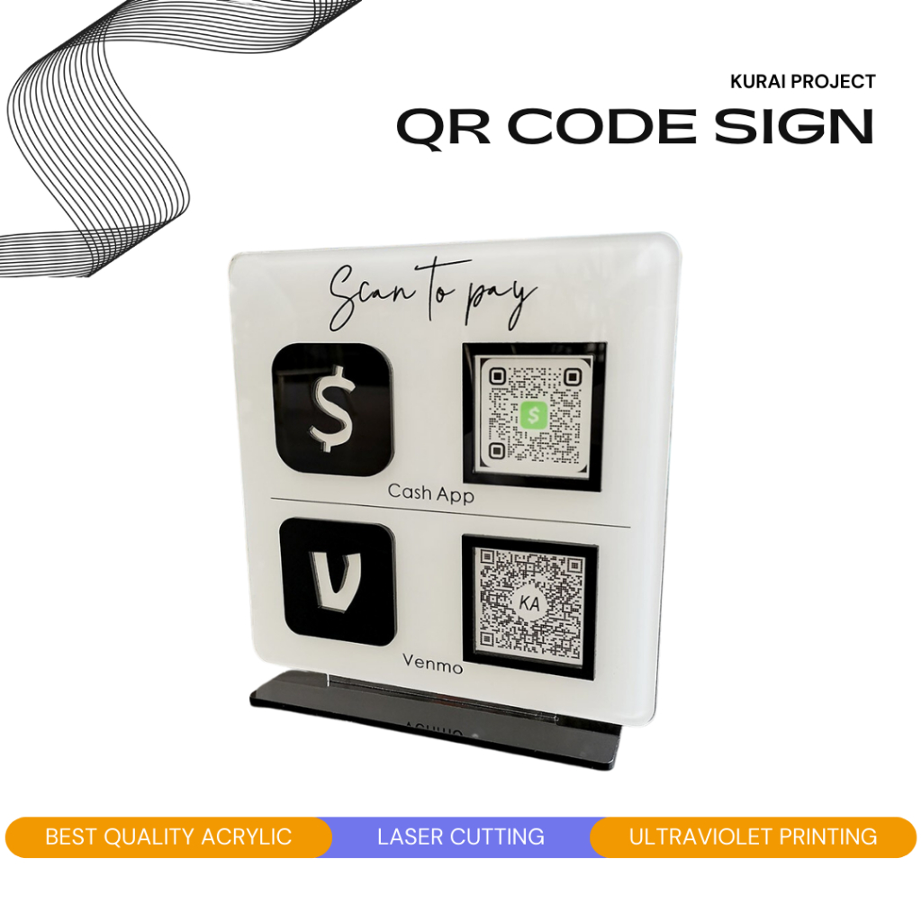 Jual Akrilik QR Code Sign PUTIH HITAM - Social Media Business Sign ...
