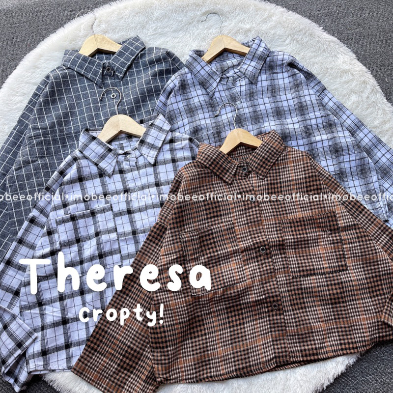 Jual THERESA CROPTY // KEMEJA CROP SAKU FLANEL | Shopee Indonesia
