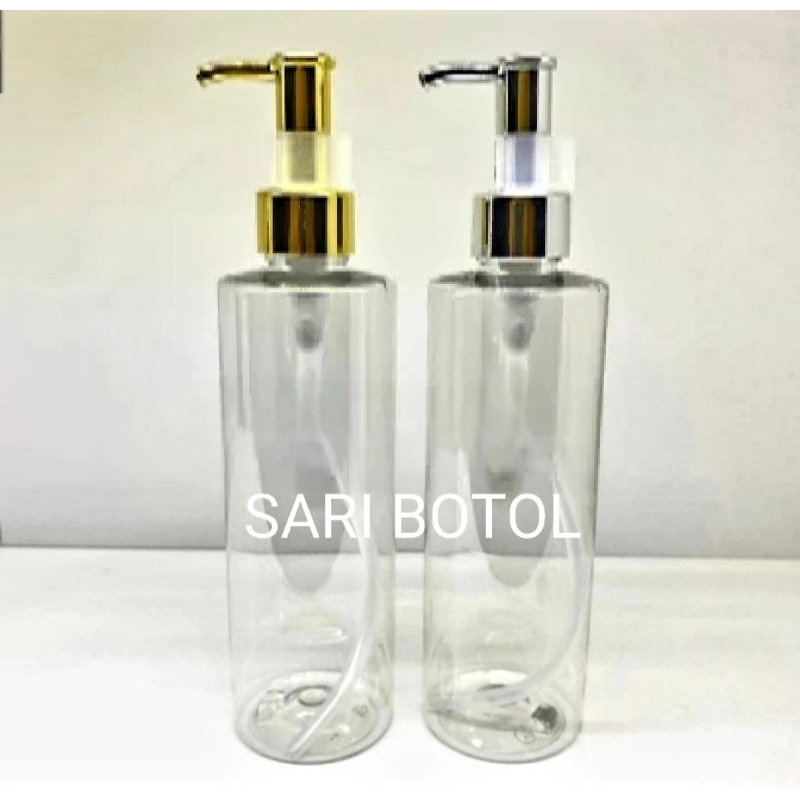 Jual BOTOL RF 250ML CLEAR PUMP LUXURY CLIP OIL GOLD SILVER PET BENING 250 ML | Shopee Indonesia