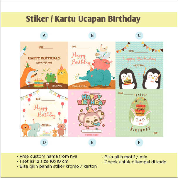 Jual Stiker/ karton ulang tahun anak untuk ditempel di kado | Shopee ...