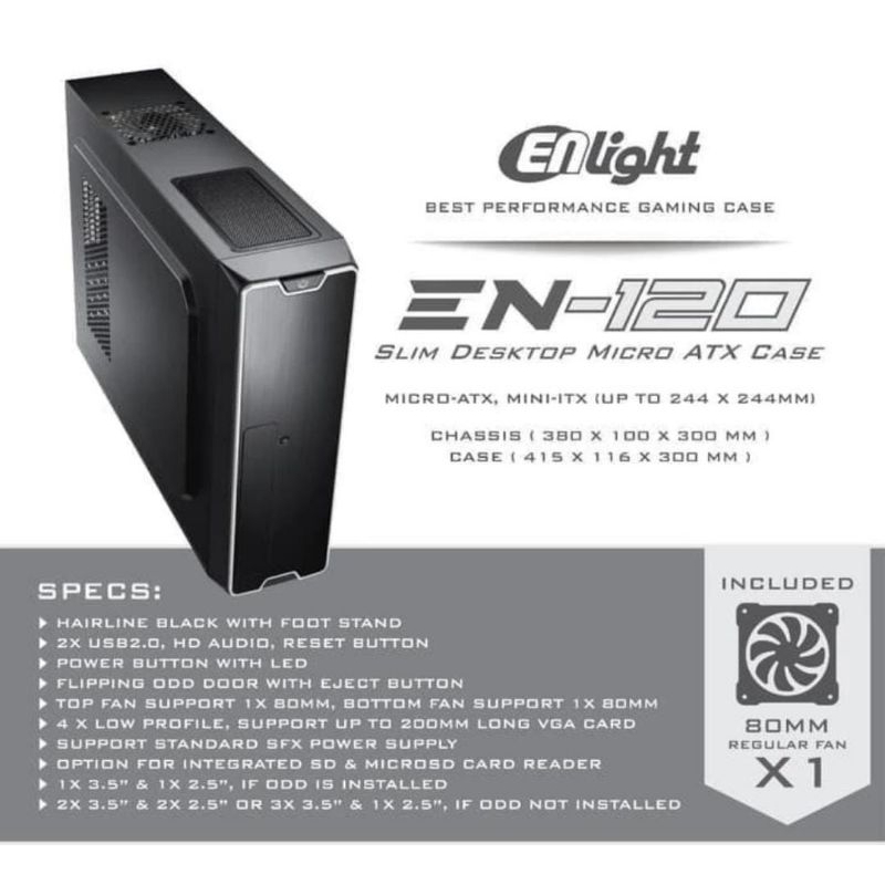 Jual CASING PC DEKSTOP MINI SLIM ENLIGHT EN-120 + PSU 300W | Shopee ...