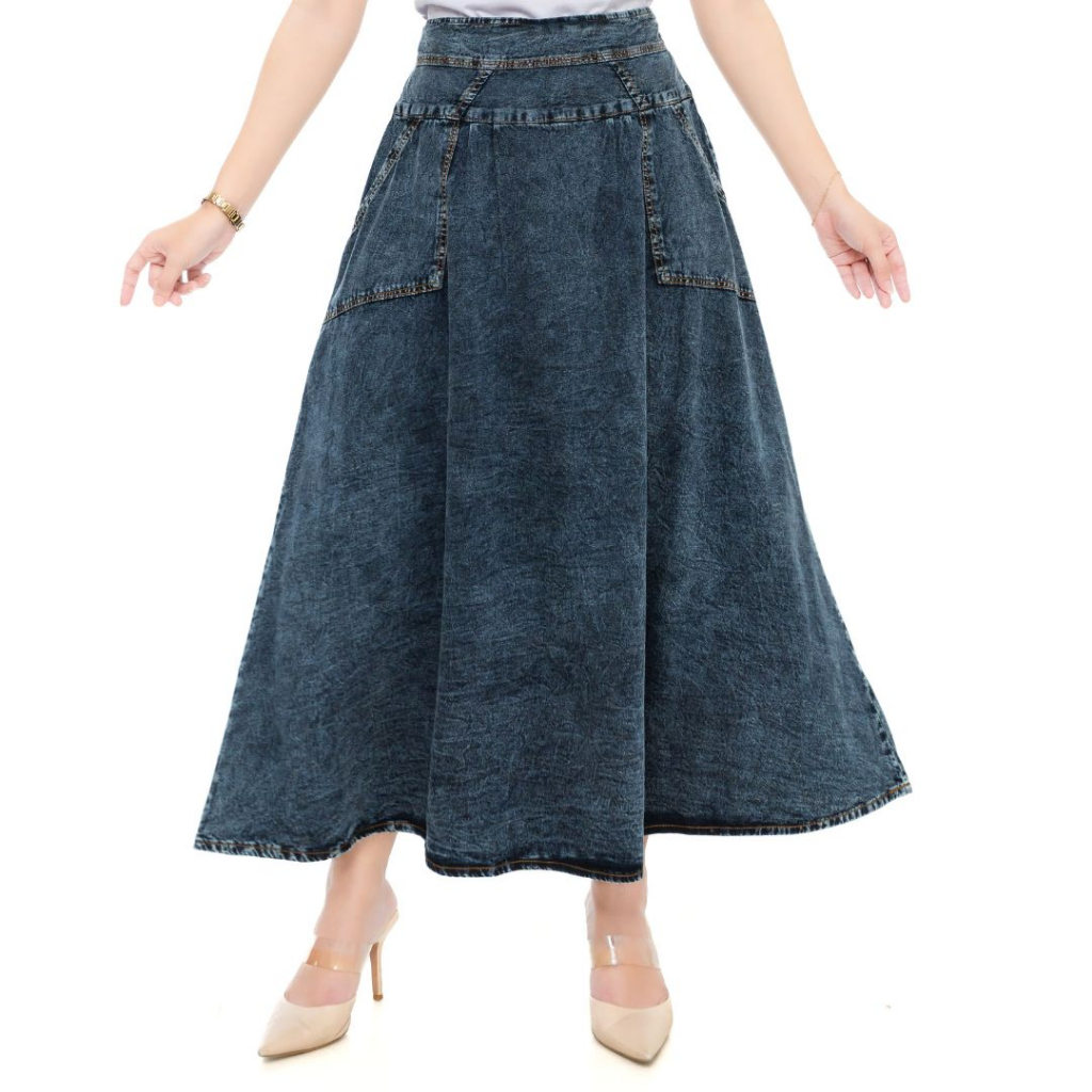 Jual MOLDING - Rok Jeans payung Premium Model Polos Warna Snow Ukuran ...
