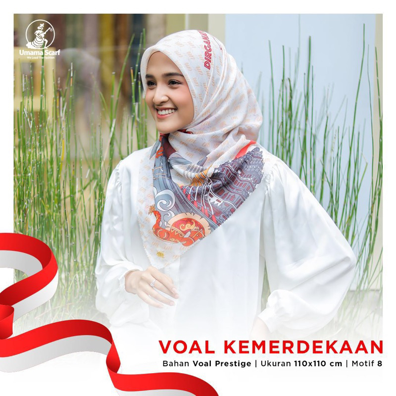 Jual Jilbab segiempat voal dirgahayu kemerdekaan merah putih ory by ...