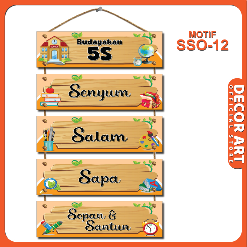 Jual DecorArt 50x30 Cm - Dekorasi 5 Susun Tema Sekolah Kelas 5S Tipe Gantung Tali (Kd: SSO ...