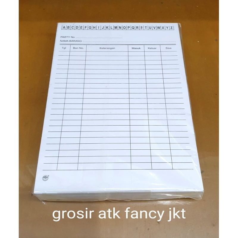 Jual Kartu Stok Persediaan Barang / Stock Card ukuran Kecil ( kwarto ...