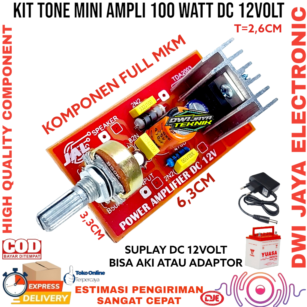 Jual KIT AMPLIFIER TONE MINI 100 WATT DC 12V | Shopee Indonesia