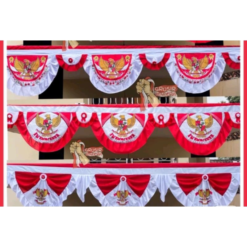 Jual Umbul - umbul bendera Gelombang resplang merah putih 5 meter 5 gelombang | Shopee Indonesia