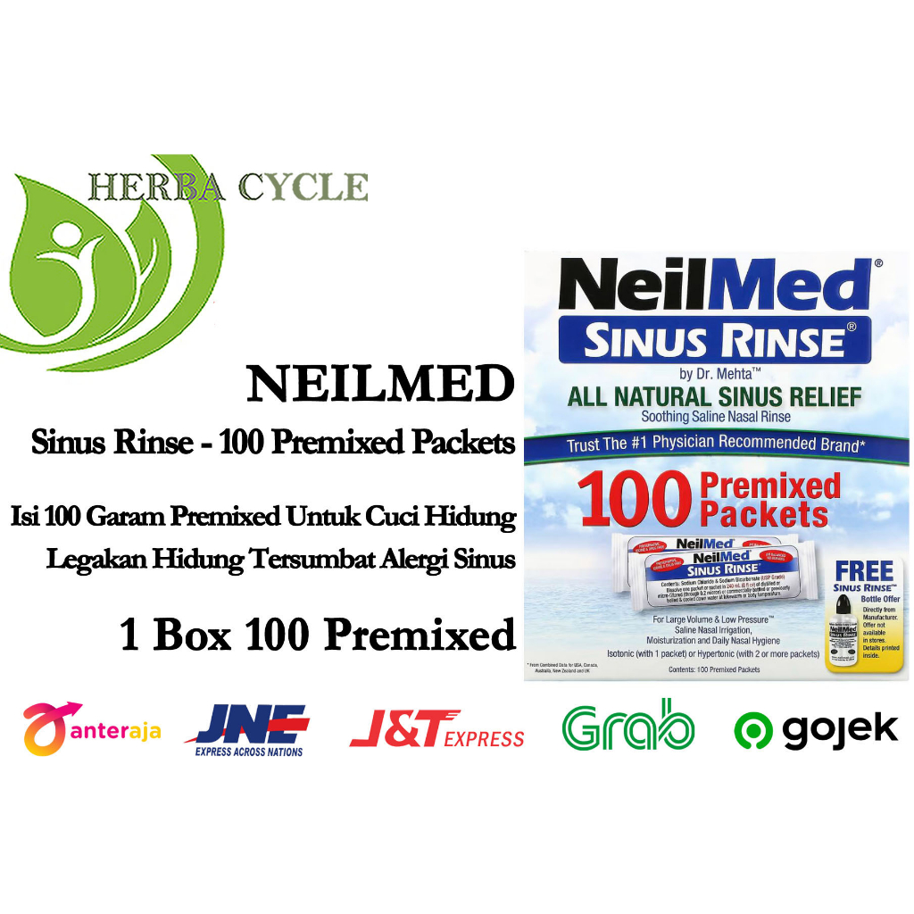 Jual Neilmed Sinus Rinse packs premix 100 pc cuci hidung sinusitis ...