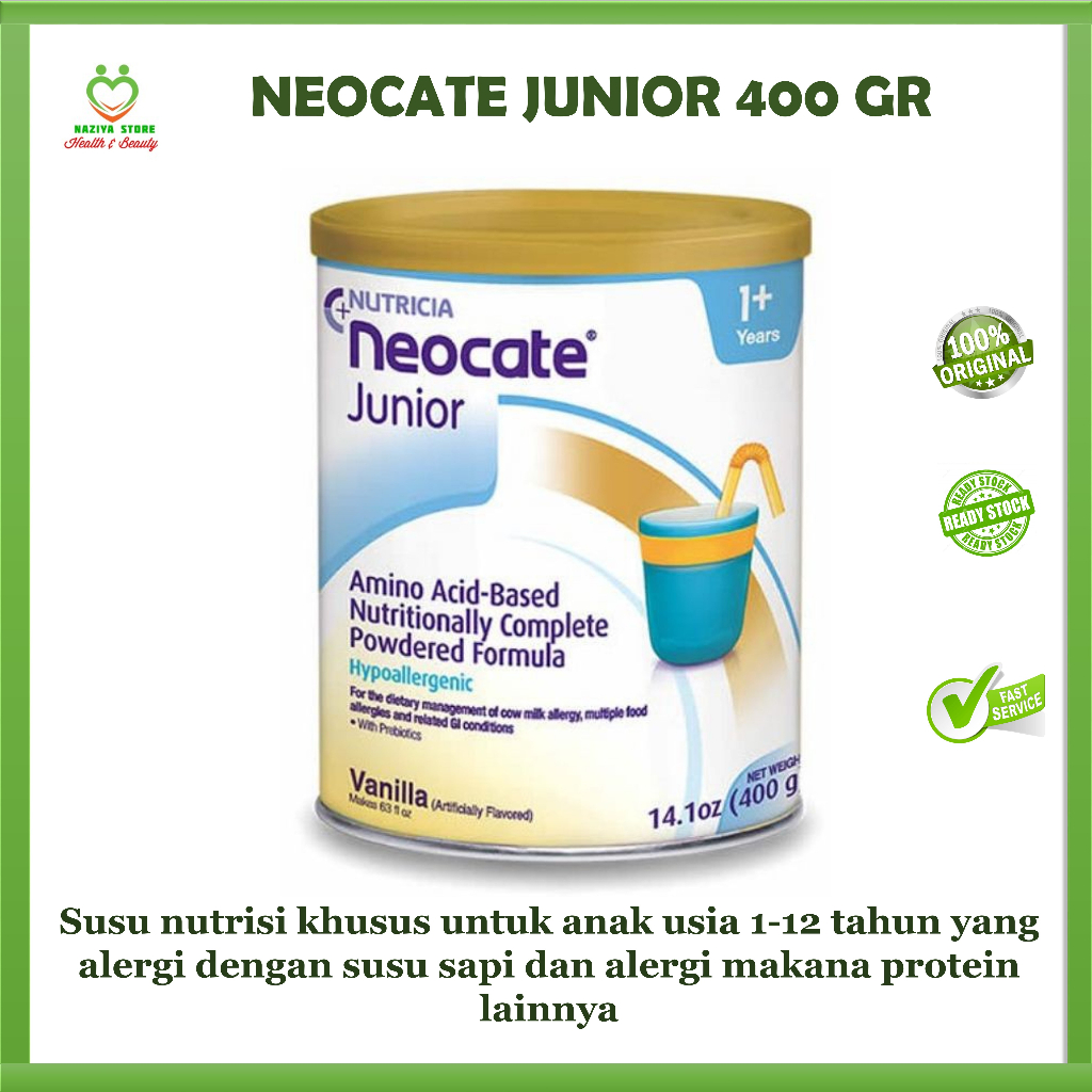 Jual NEOCATE JUNIOR Vanila Plain 400 GR Susu Kebutuhan Khusus Anak Alergi Susu Sapi 1 -12 tahun ...