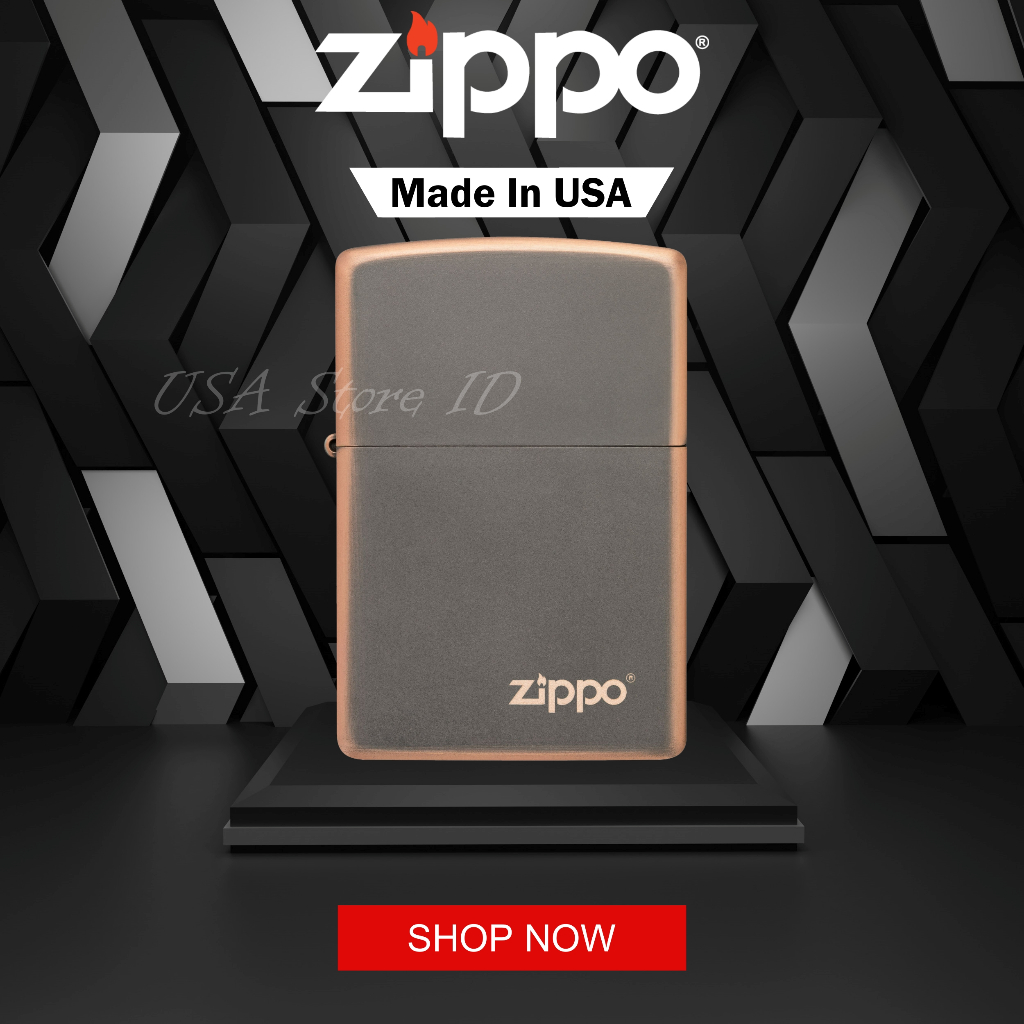 Jual Korek Api Zippo Rustic Bronze Zippo Logo 49839ZL Original Made In USA | Shopee Indonesia