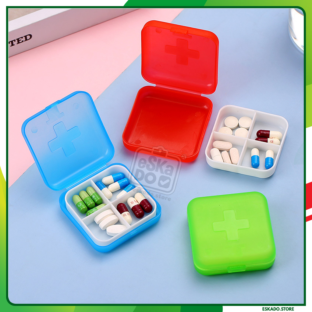 Jual Kotak Obat 4 Sekat Warna / Kotak Obat Pil Vitamin / Tempat Obat ...