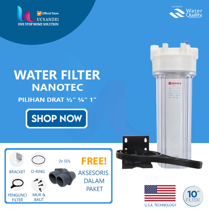 Jual Housing Filter Nanotech Clear Ukuran 10 inch untuk filter Air ...