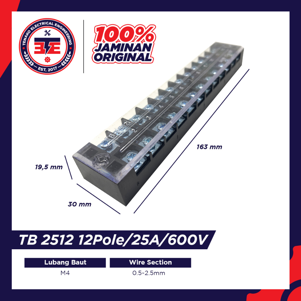 Jual Terminal Block Kaca 25A TB-2503 TB-2504 TB-2506 TB-2512 3P 4P 6P 12P | Shopee Indonesia