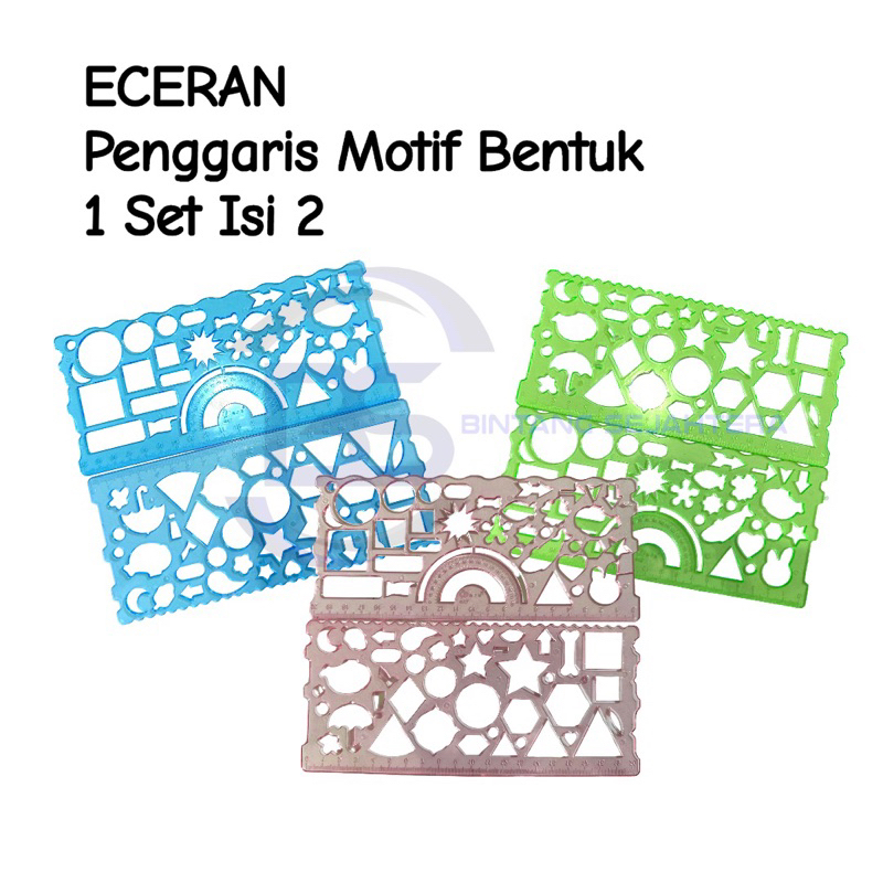 Jual Penggaris Plastik Pola Bentuk Isi 2 PCS / Penggaris siru/ mistar ...