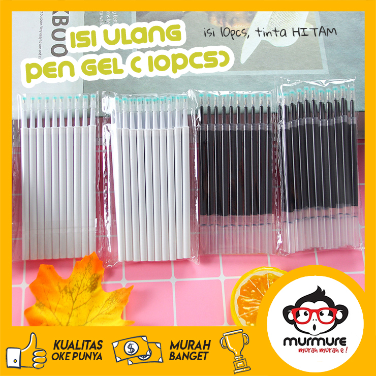 Jual MURMURE | 10 PCS ISI ULANG PENA GEL 0.5mm 1 PACK REFILL PEN PULPEN ...