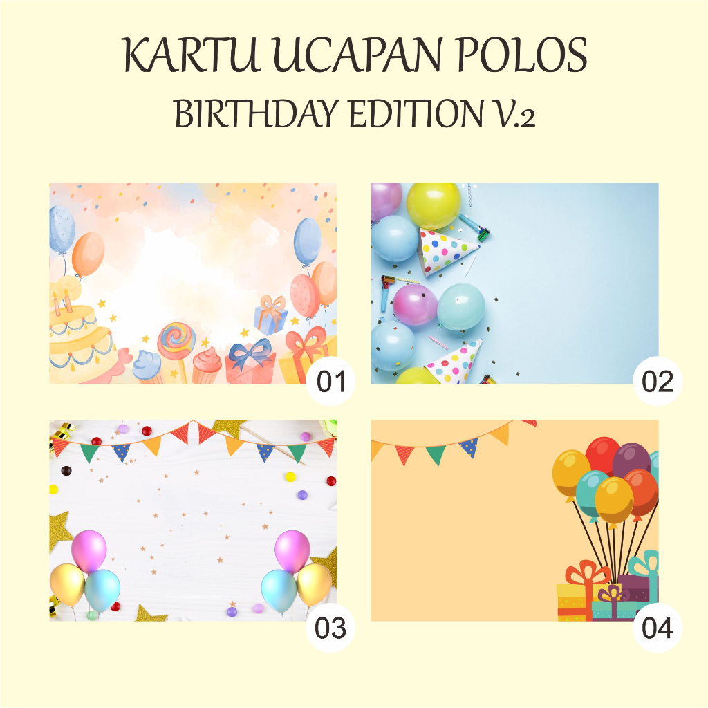 Jual 25 PCS KARTU UCAPAN POLOS BIRTHDAY EDITON V.2 / BLANK CARD ...