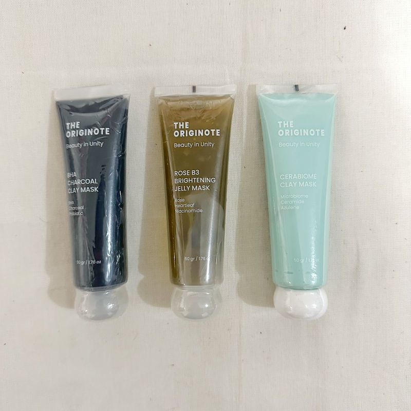 Jual The Originote Rose B3 Brightening Jelly Mask, Cerabiome Clay Mask ...
