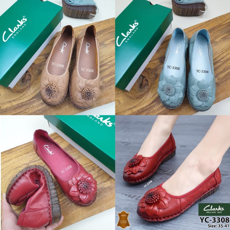 Jual Sepatu clarks pollux flat YC-3308 flower original kulit asli ...