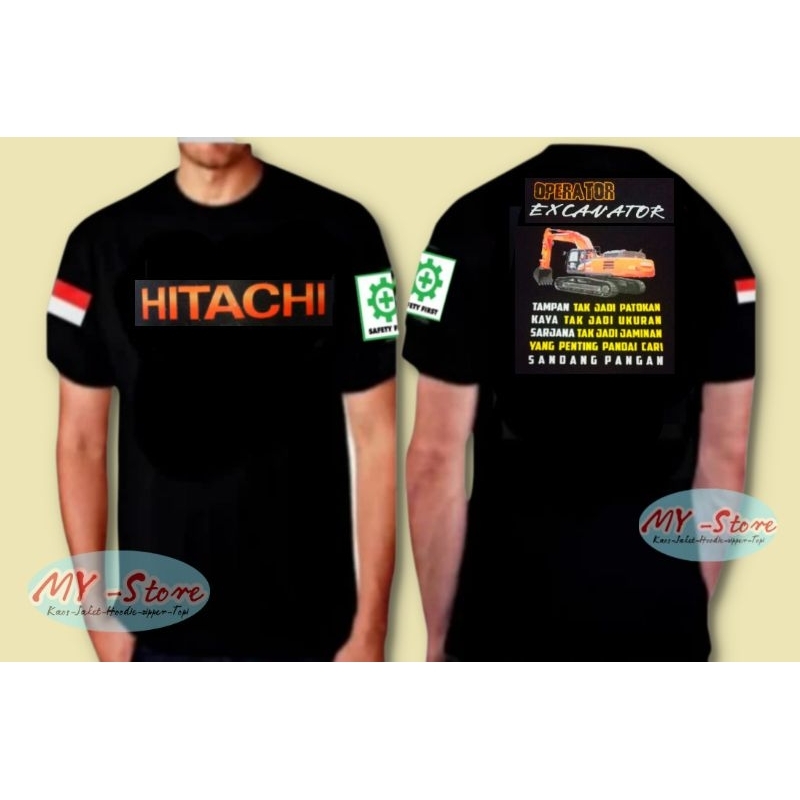 Jual Kaos operator excavator Hitachi alat berat sablon DTF | Shopee ...