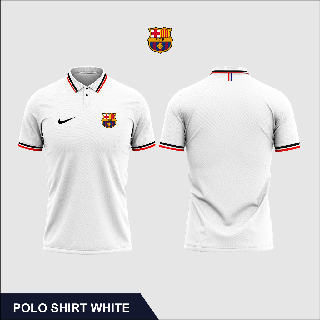 Jual Kaos Polos - Polo Putih Polo Shirt Pria Logo Barcelona Original ...