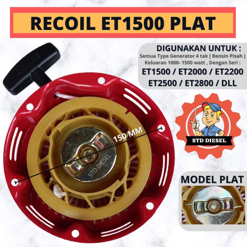 Jual RECOIL STARTING GENERATOR SET ET1500 TARIKAN KOMPLIT 1500 GENSET JENSET 4 TAK KECIL STATER ...