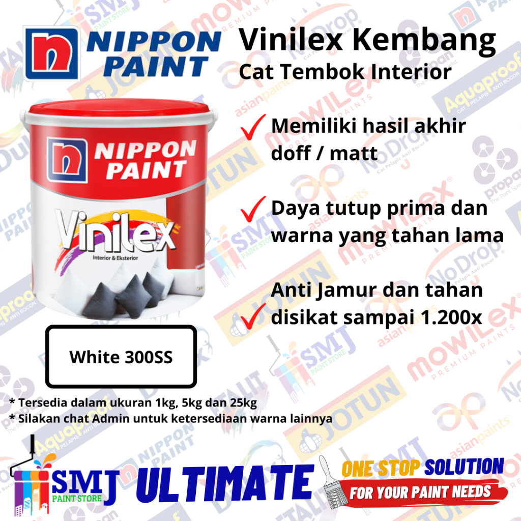 Jual Cat Tembok Interior NIPPON PAINT VINILEX 5000 Kembang Putih / White 300 25kg | Shopee Indonesia