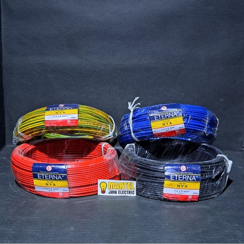 Jual Kabel NYA ETERNA 1x1,5mm @50 meter warna merah hitam kuning biru | Shopee Indonesia