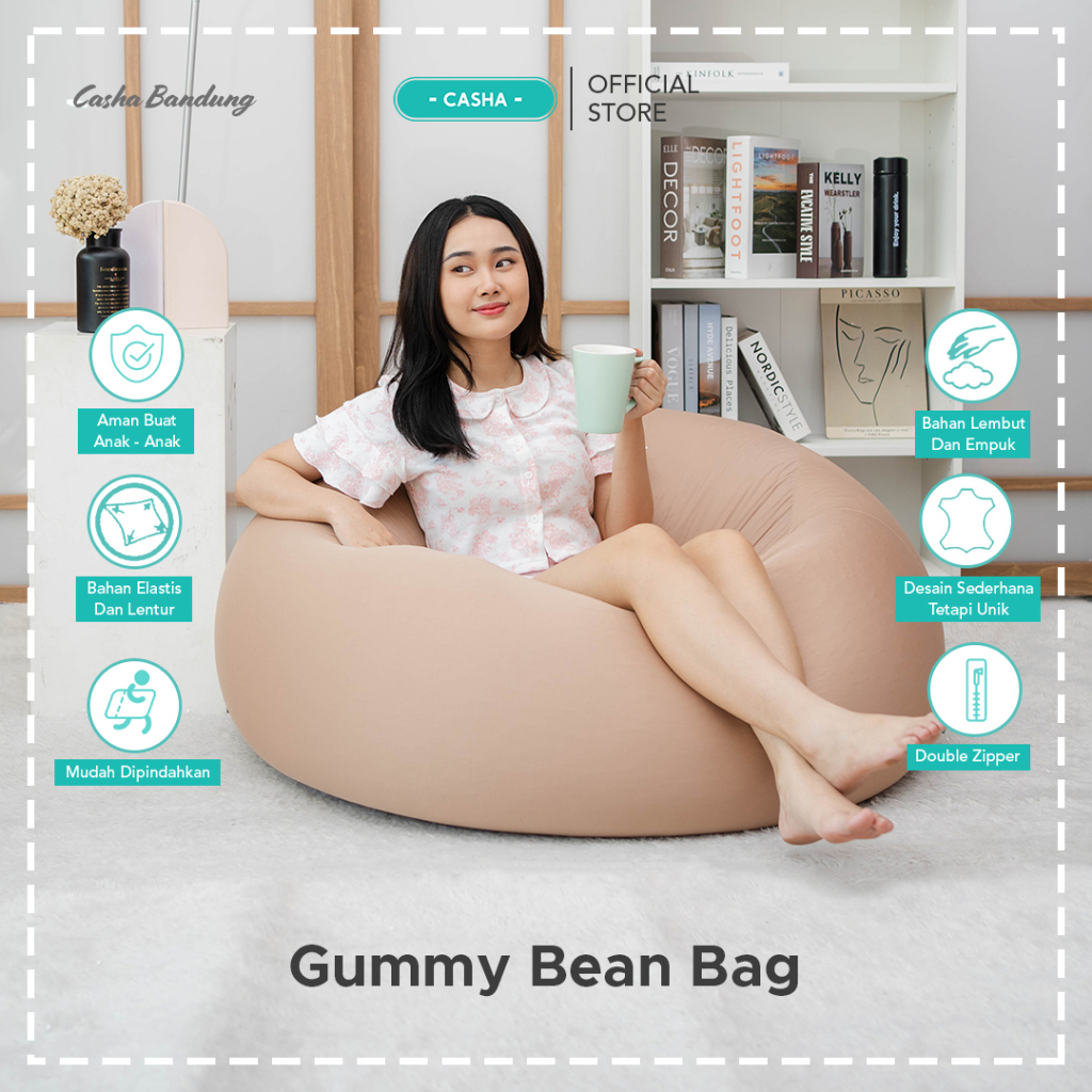 Jual CASHA- Gummy L Bahan POLYESTER STRETCH PLUS ISI - Bean Bag Murah - Bean Bag Dewasa - Sofa ...
