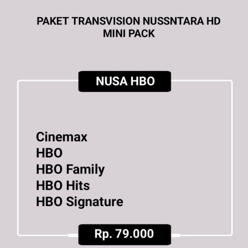Jual Paket Minipack Nusa HBO Transvision Nusantara HD 30 Hari | Shopee ...