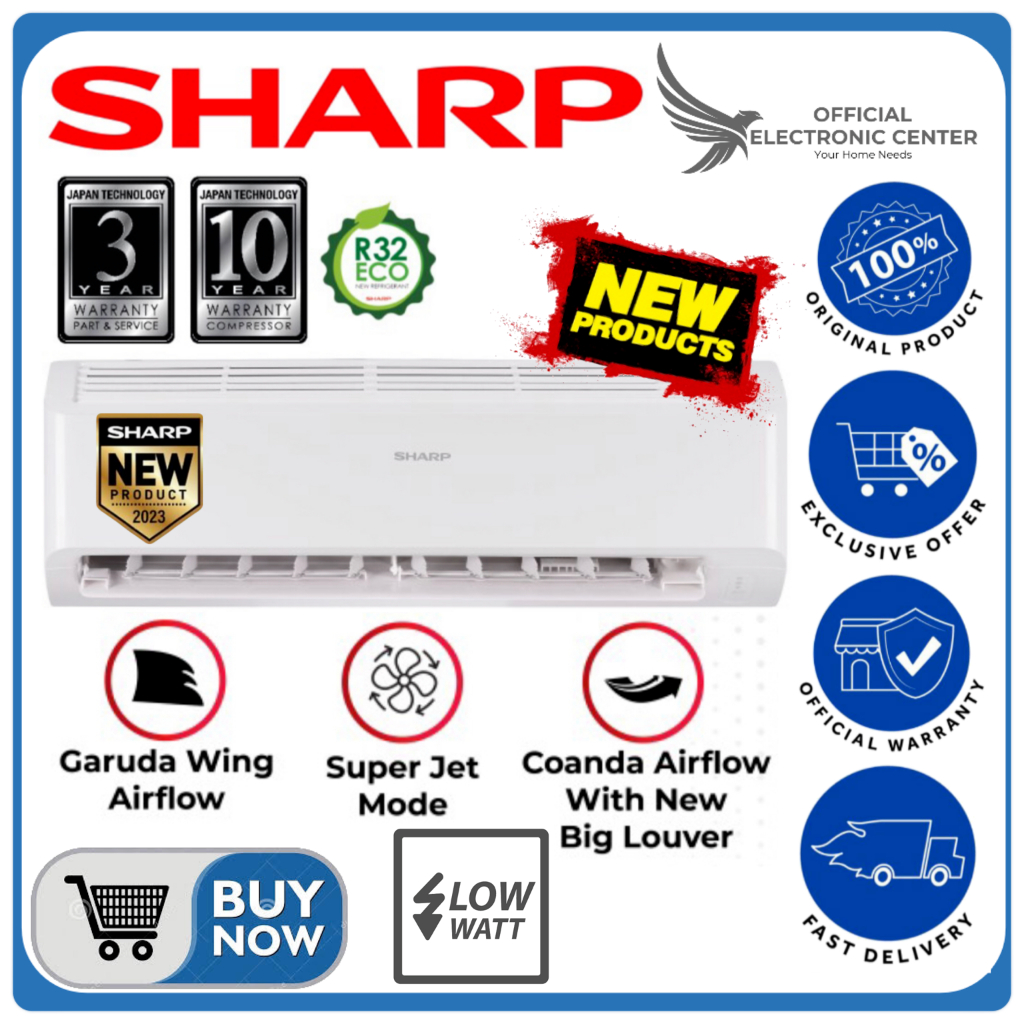 Jual SHARP AC 1 PK STANDARD AH-A9BEY A9BBY BEY LOW WATT SMART TURBO COOLING AC 1PK SHARP ...