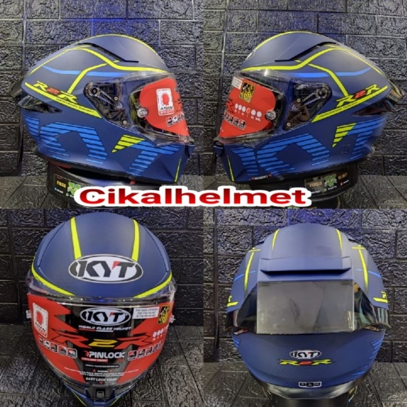 Jual HELM KYT R2R PRO CONCEPT MATT BLUE YELLOW KYT R2R ORIGINAL ...