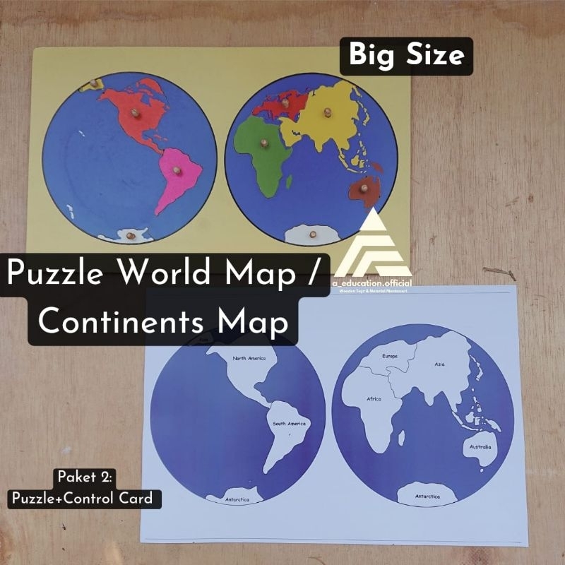 Jual World Map Continents Map Montessori Puzzle | Shopee Indonesia
