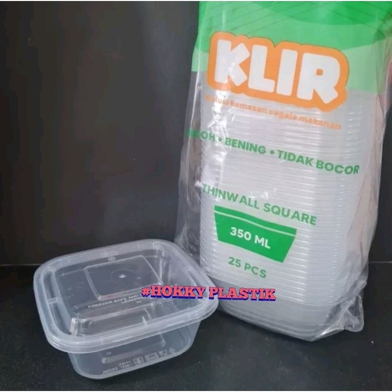 Jual Thinwall SQUARE MINI KLIR 350ml +Tutup / Thinwall kotak (isi 25 ...