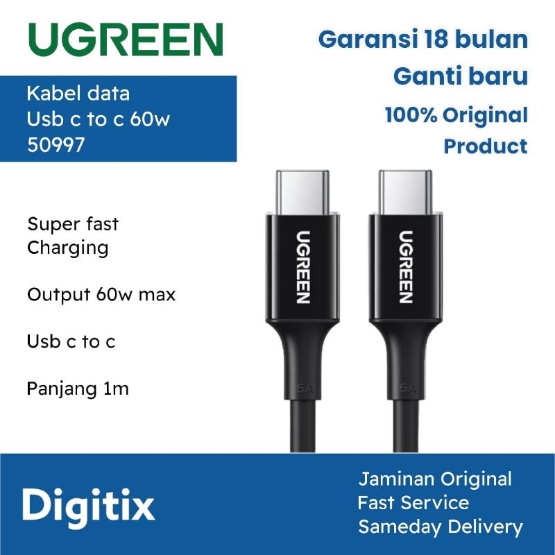 Jual UGREEN Kabel Data Fast Charging USB Type C to C 60w 1m 50997 ...