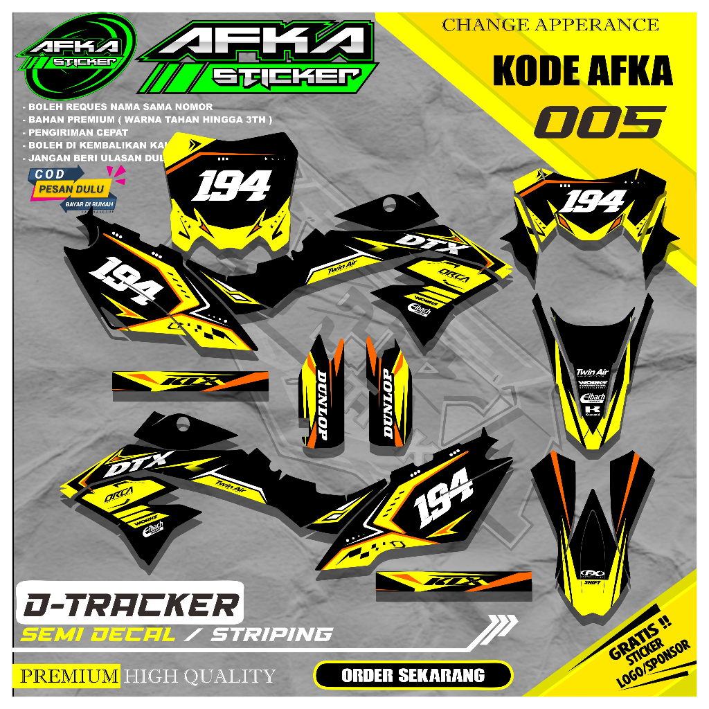 Jual Variasi Striping Decal Sticker Kawasaki DTRACKER-Full Body Motif ...